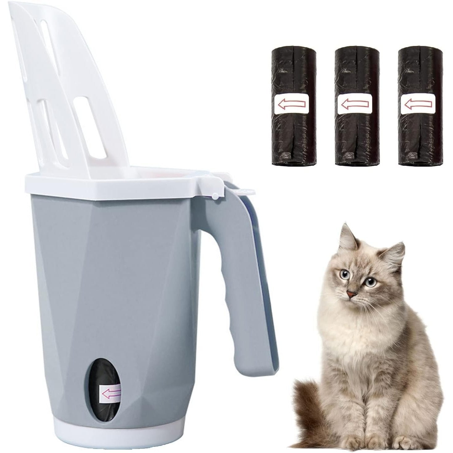 122696 - Hwtcjx - Lugë mbeturinash për mace me mbështetëse dhe kosh pl ...