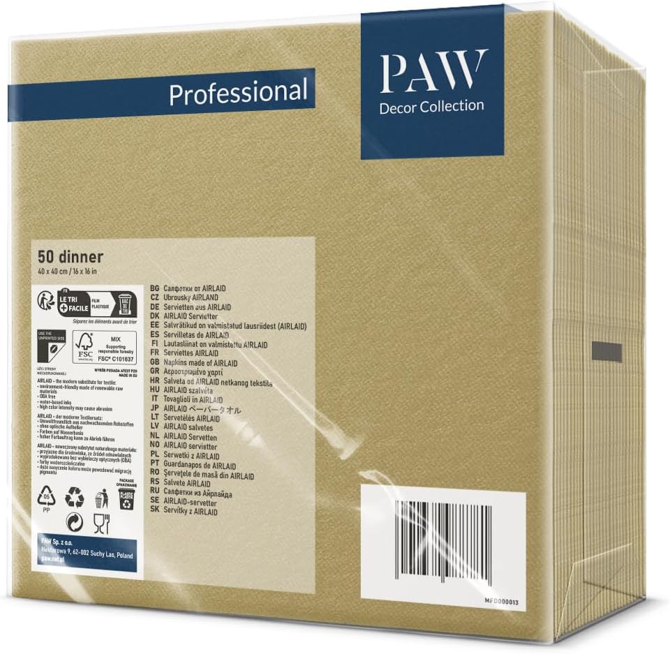 104279 - PAW - Peceta Airlaid me Ngjyrë Ari Monokrome 40x40cm, Ideale ...