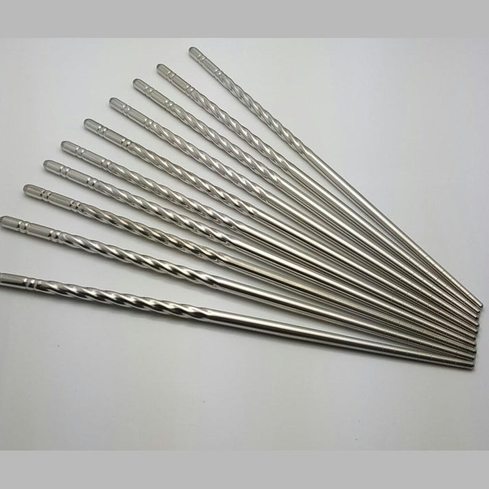 15266 - 10 copë (5 palë) shkopinj çeliku inox argjendi me dizajn spira ...