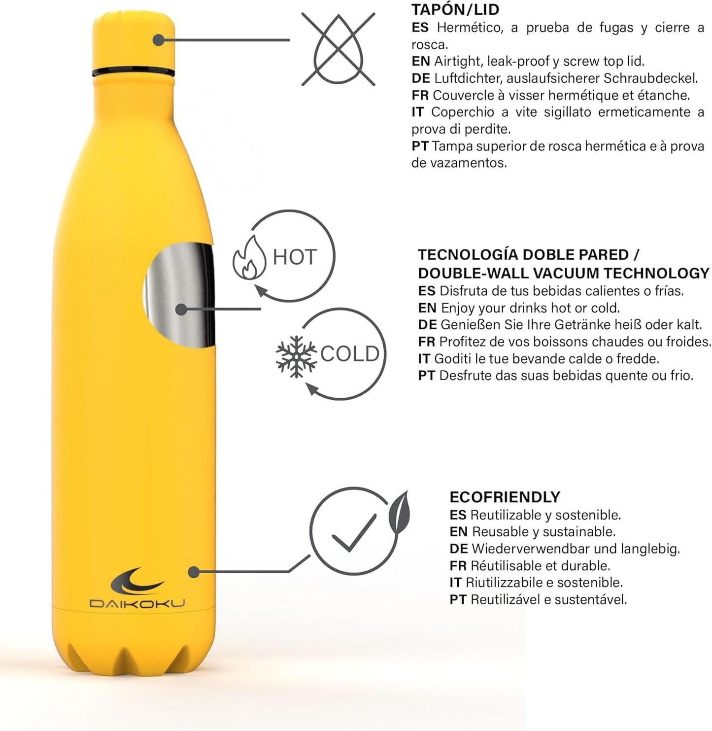 99217 - DAIKOKU Termos Sportiv prej Çeliku Inox | Mur i Dyfishtë për I ...