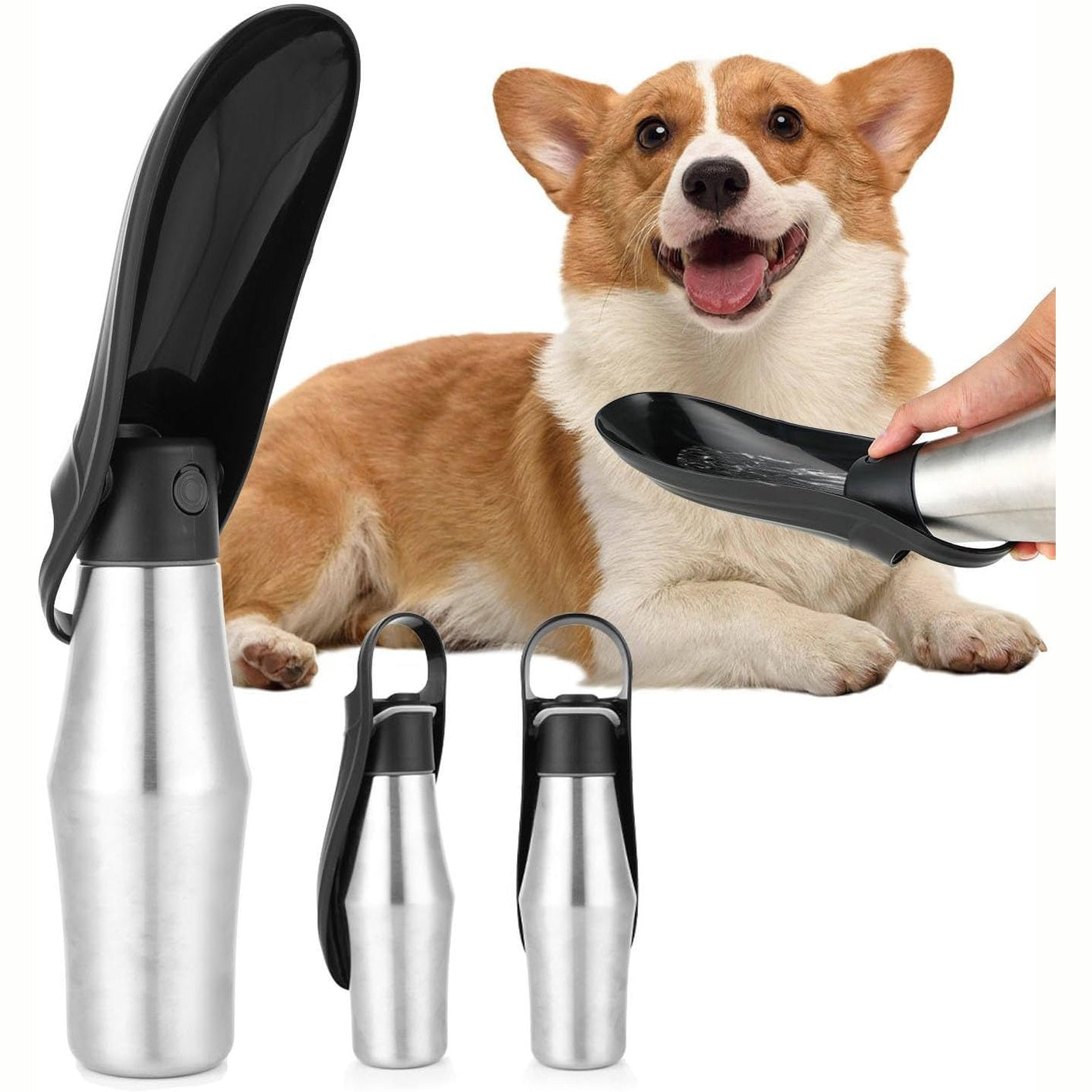 115203 - BRANDI Larg - Shishe Uji Portative për Qen, Prej Çeliku Inoks ...