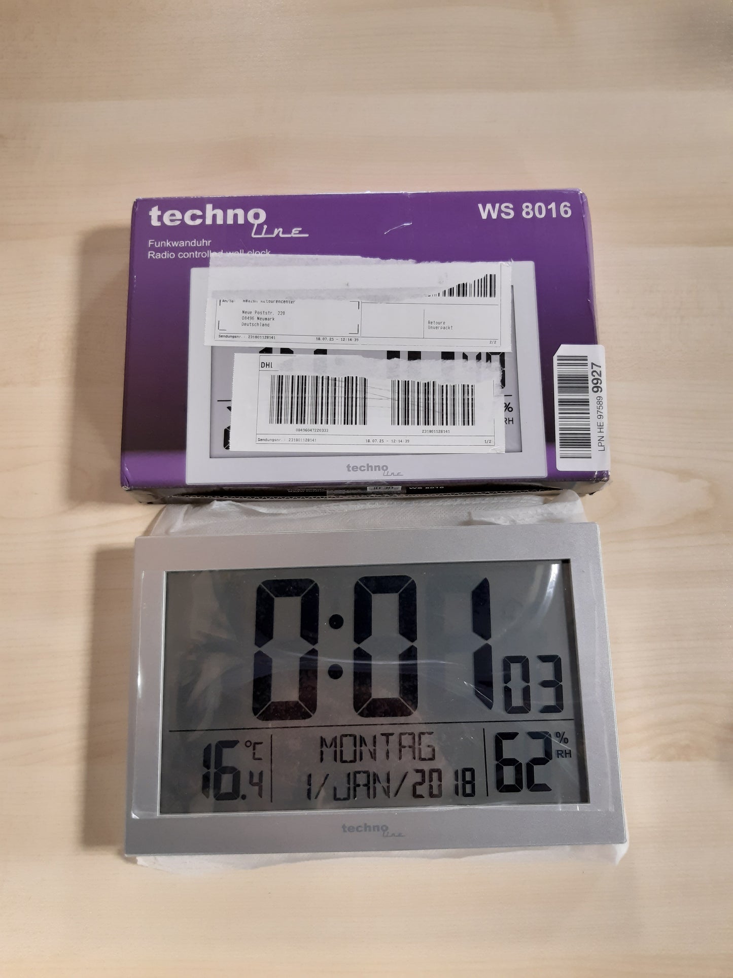 142446 - TECHNO LINE WS8016 - Orë Muri me Radio dhe Ekran Temperatore ...